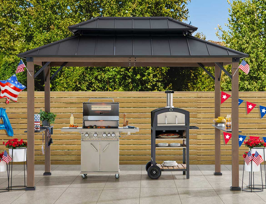 Stylish Outdoor Cooking Spaces with Shelves & Electrical Outlets - SUNJOY