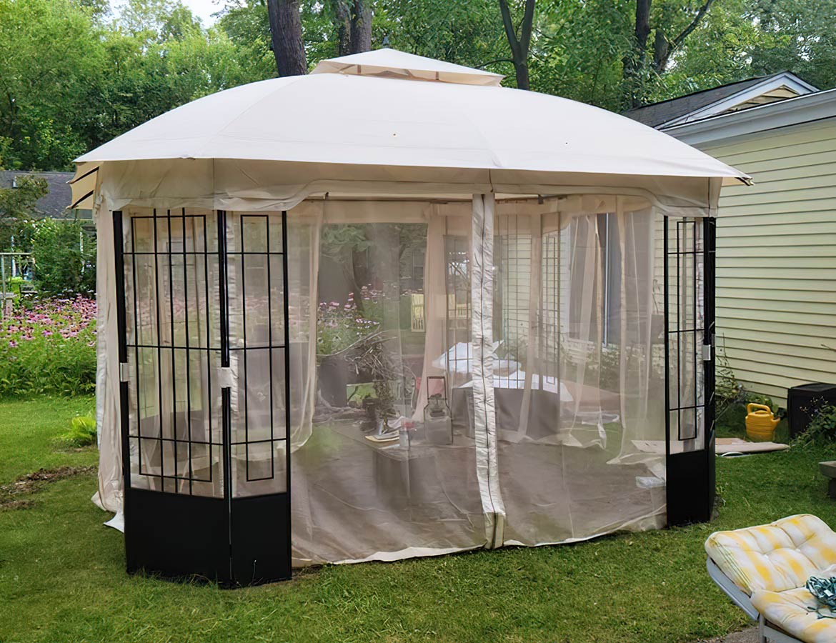 Tropical Gazebo Setup Guide: Install Mosquito Netting & Ceiling Fans ...