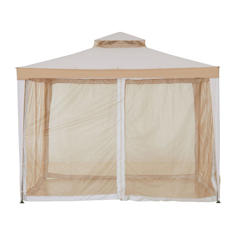 10x10 Outdoor Gazebo with Mesh Netting, Soft Roof & Steel Frame | SUNJOY
