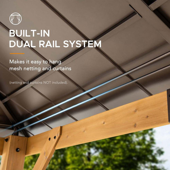 11x11 Hard Top Gazebo with Skylight & Steel Roof - SUNJOY