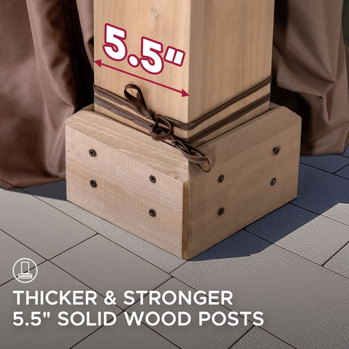 13x11 Wood Hardtop Gazebo with Nettings & Curtains – SUNJOY