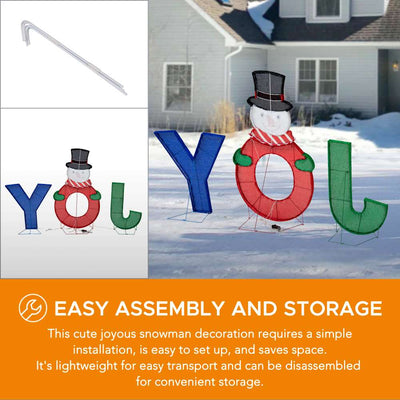 Holiday Decor | Light Up Snowman JOY Sign - SUNJOY