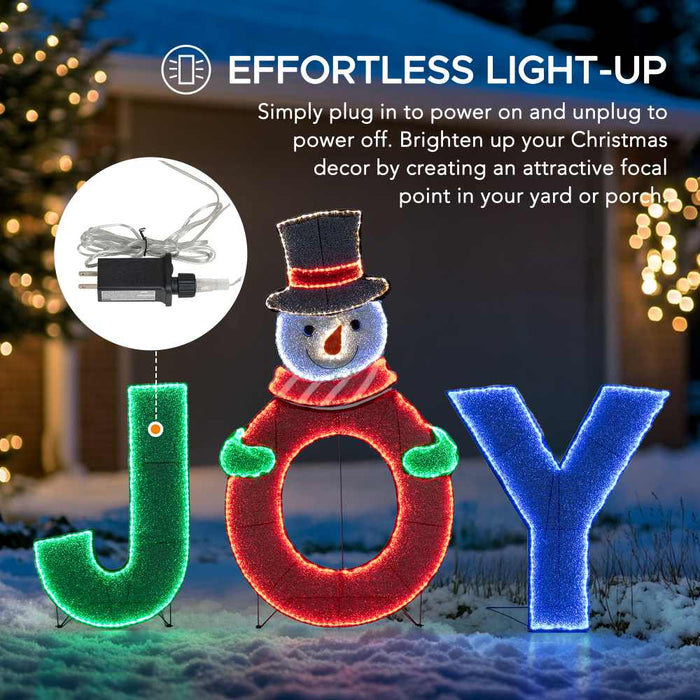 Holiday Decor | Light Up Snowman JOY Sign - SUNJOY