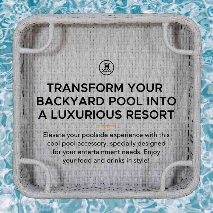 24x24 Floating Tray for Pool | Wicker & Aluminum - SUNJOY