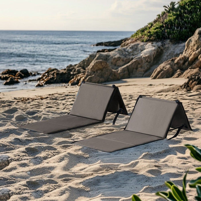 Khaki Portable Beach Mat - 59" Foldable Reclining Mat with Adjustable ...