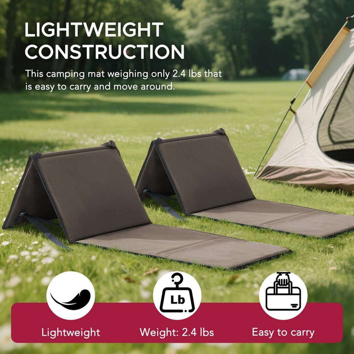 Khaki Portable Beach Mat - 59" Foldable Reclining Mat with Adjustable ...