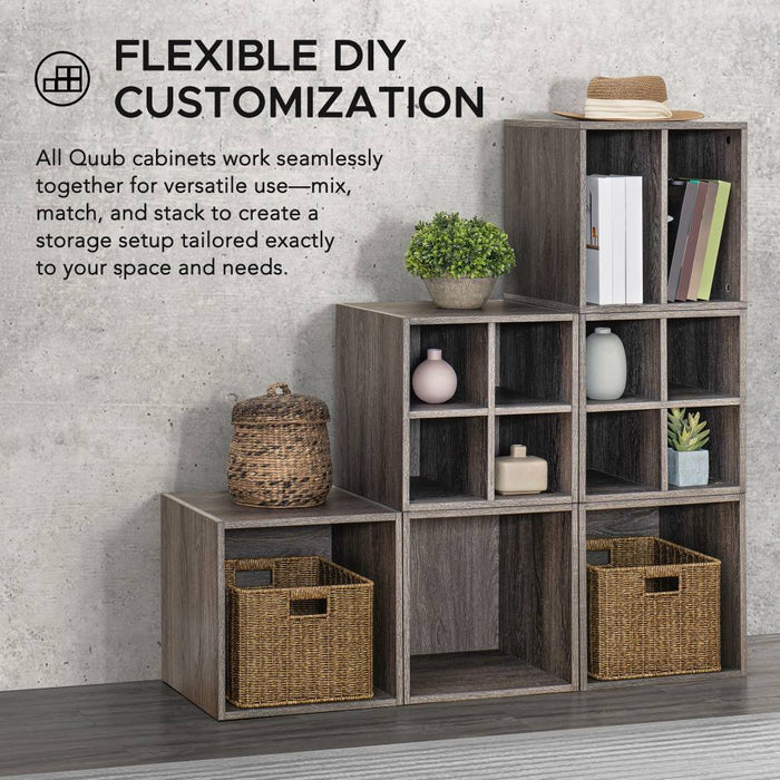 Sunjoy Quub Quarter Cabinet, Space Saving Stackable MDF Wood Cabinet