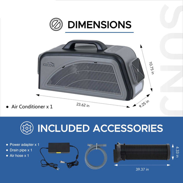 Gray IceCove Portable AC Bundle with Single Power Bank | SUNJOY