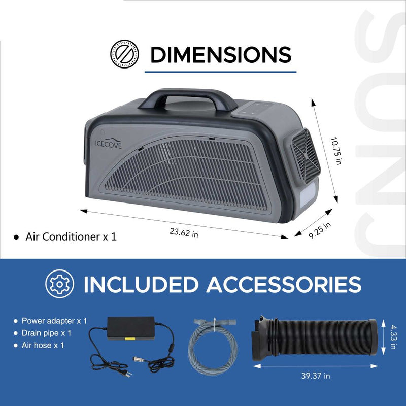 Gray IceCove Portable AC Bundle with Single Power Bank | SUNJOY